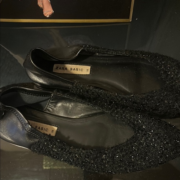Zara | Shoes | Zara Basic Black Textured Flats | Poshmark